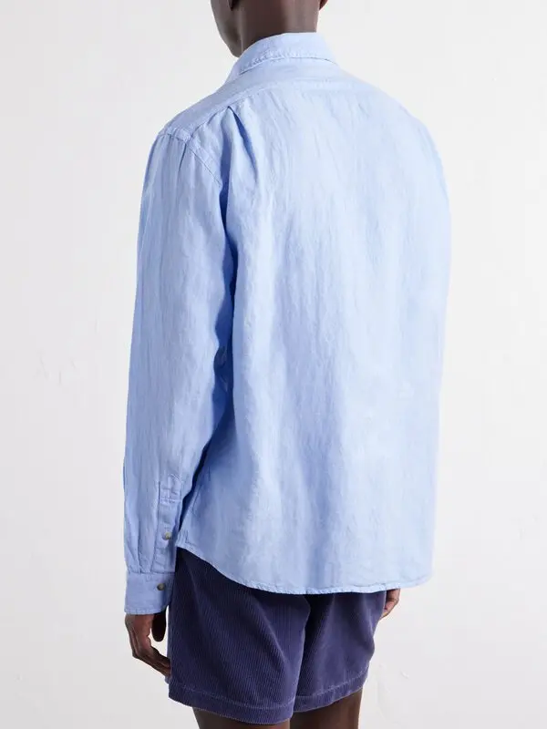Polo Ralph Lauren Logo-embroidered Linen Shirt - Blue