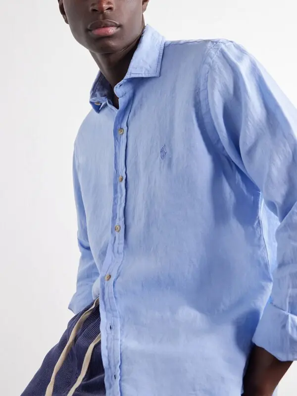 Polo Ralph Lauren Logo-embroidered Linen Shirt - Blue