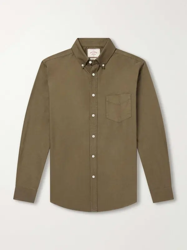 Portuguese Flannel Belavista Button-down Collar Cotton Shirt - Green