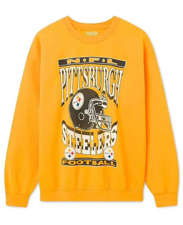 Junk Food Clothing Pittsburgh Steelers Helmet Flea Market Crew Fleece Sweatshirt - Gold