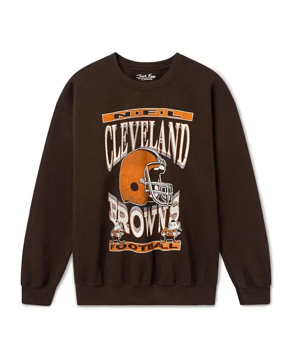 Junk Food Clothing Cleveland Browns Helmet Flea Market Crew Fleece - Dark Brown