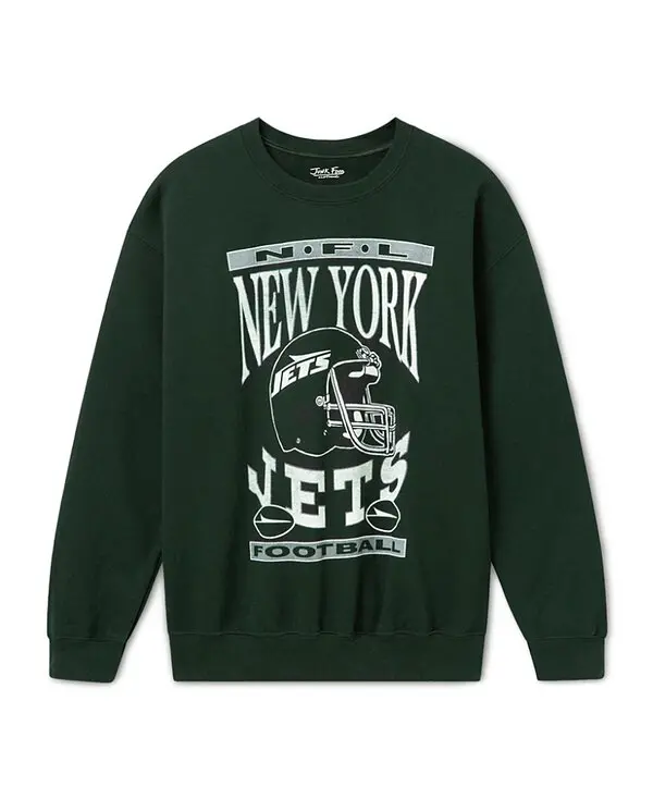 Junk Food Clothing New York Jets Helmet Flea Market Crew Fleece - Dark Green