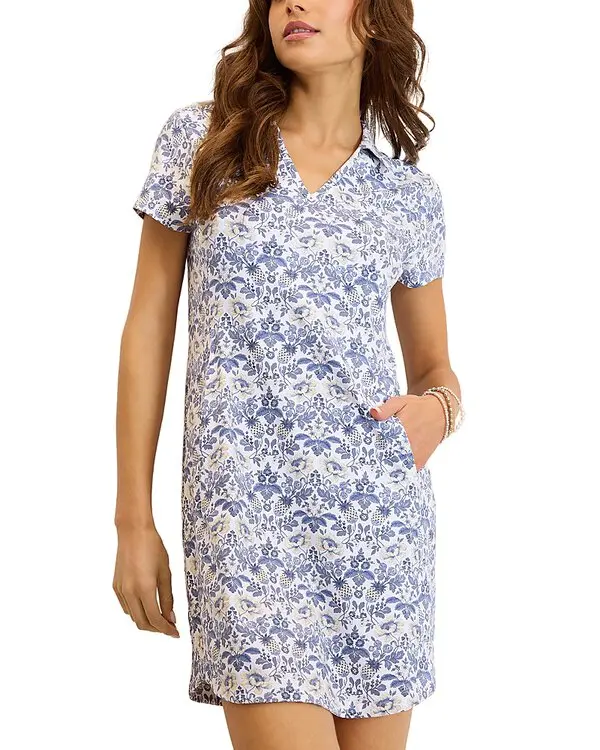 Tommy Bahama Aubrey Tropical Reflections Short Sleeve Shift Dress - White