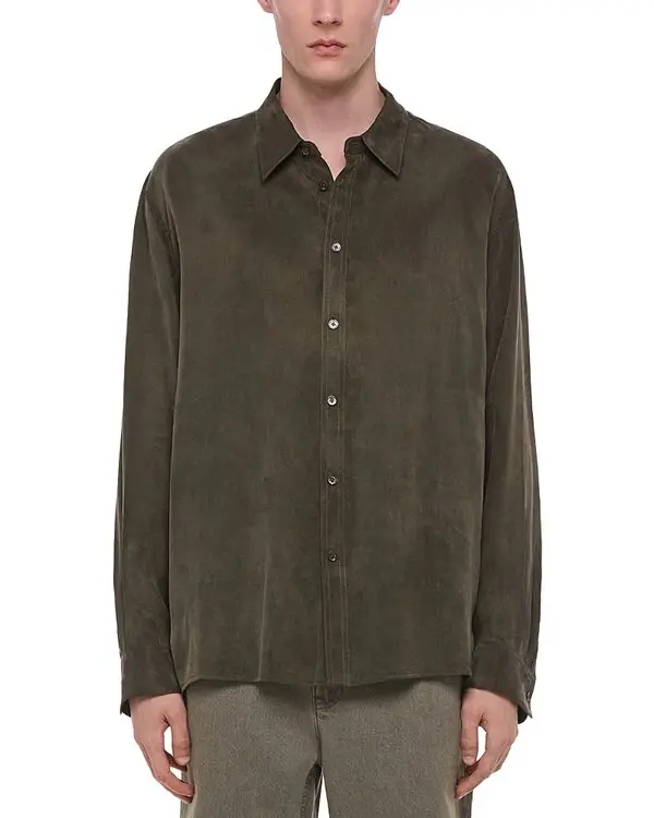 Helmut Lang Fluid Relax Microfiber Shirt - Dark Moss