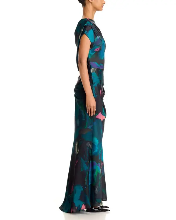 Aqua One Shoulder Satin Column Gown Exclusive