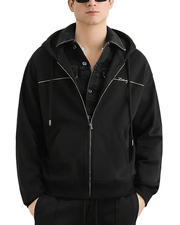 Dolce & Gabbana Zip Logo Drawstring Hooded Sweatshirt