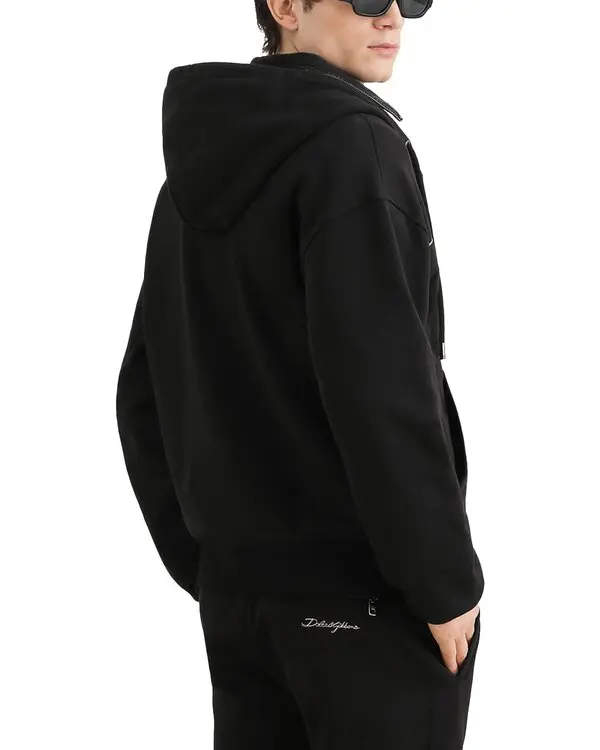 Dolce & Gabbana Zip Logo Drawstring Hooded Sweatshirt