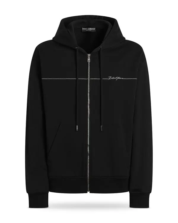 Dolce & Gabbana Zip Logo Drawstring Hooded Sweatshirt