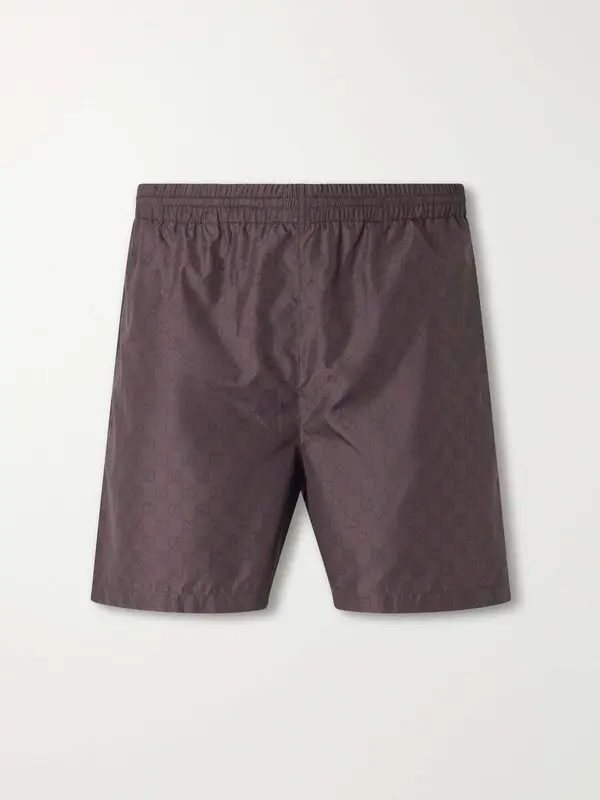 Gucci Straight-leg Gg Supreme Shell Swim Shorts - Brown