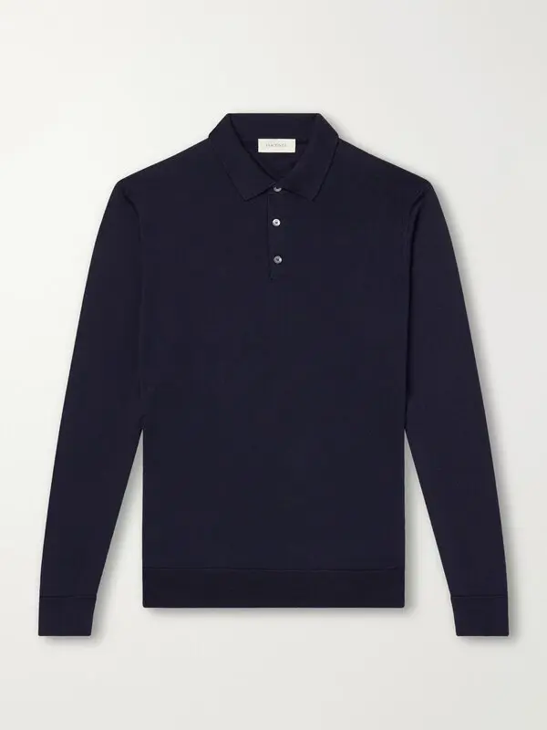 PIACENZA CASHMERE 1733 Merino-wool And Silk-blend Polo Sweater - Blue