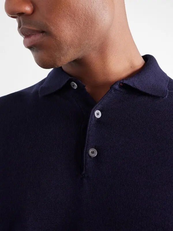 PIACENZA CASHMERE 1733 Merino-wool And Silk-blend Polo Sweater - Blue