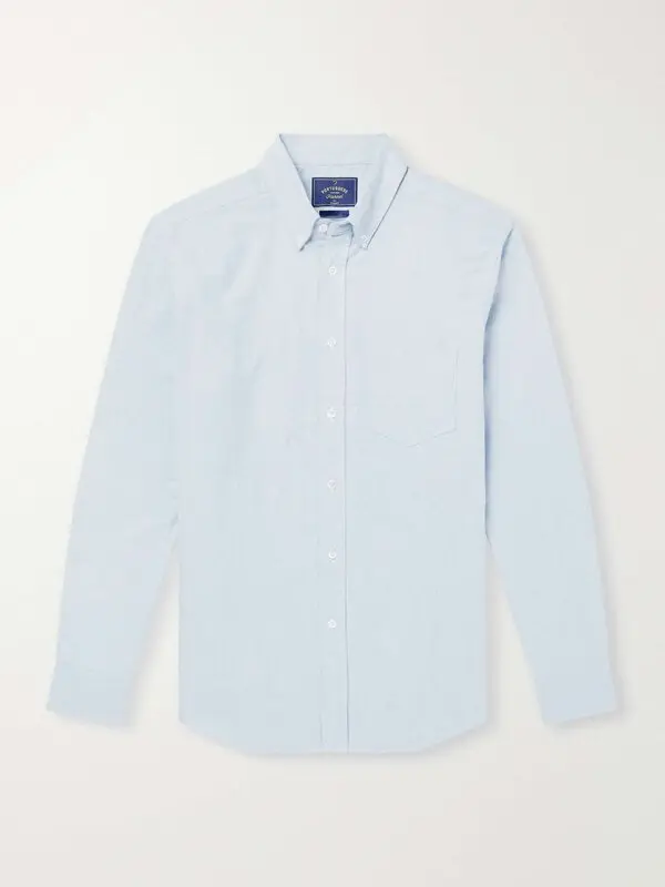 Portuguese Flannel Button-down Brushed-cotton Oxford Shirt - Light Blue