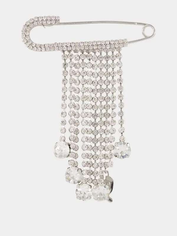 Rabanne Safety Pin Charm With Strass Fringe