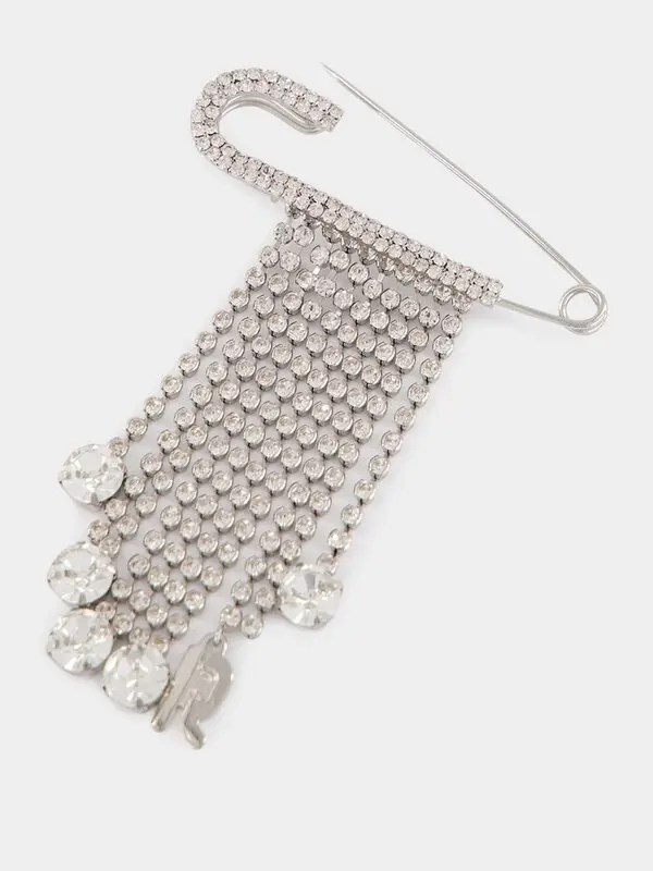 Rabanne Safety Pin Charm With Strass Fringe