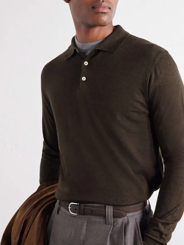 PIACENZA CASHMERE 1733 Merino-wool And Silk-blend Polo Sweater