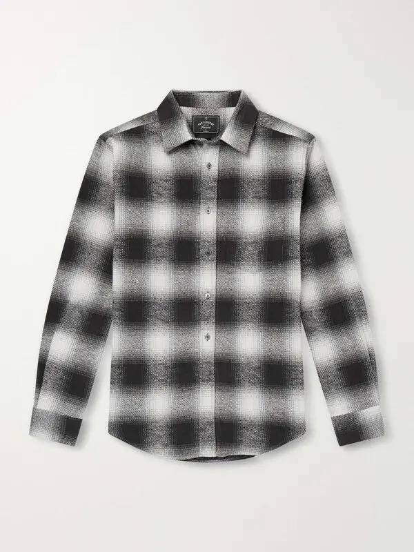 Portuguese Flannel Dune Checked Cotton-flannel Shirt - Black