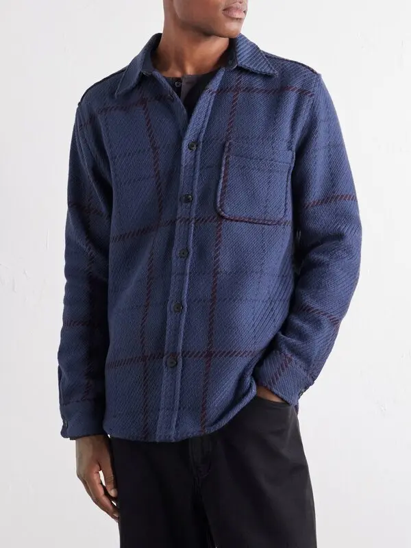 Portuguese Flannel Upper Checked Cotton-woven Overshirt