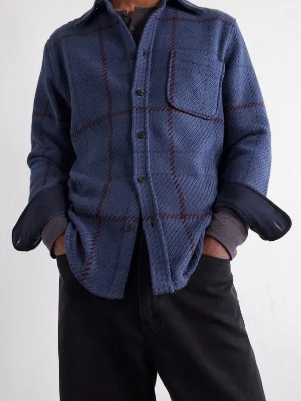 Portuguese Flannel Upper Checked Cotton-woven Overshirt
