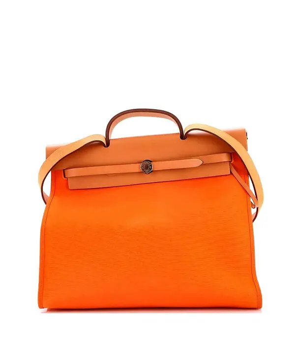Hermès 39 Herbag Zip Leather And Toile - Orange