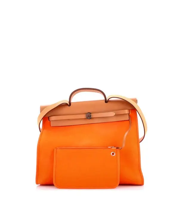 Hermès 39 Herbag Zip Leather And Toile - Orange