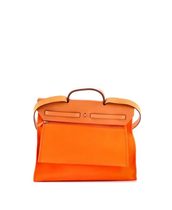 Hermès 39 Herbag Zip Leather And Toile - Orange