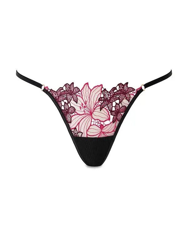 Bluebella Calantha Floral Embroidered Brief - Black/cherry/pink
