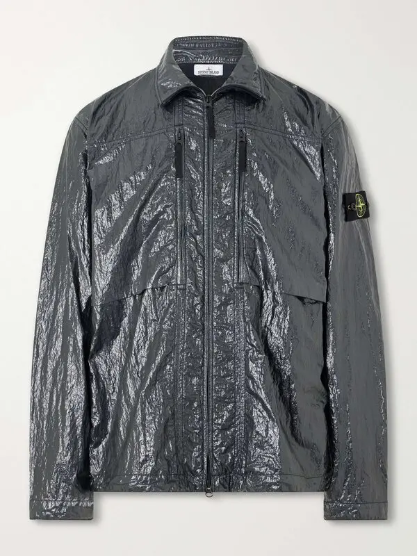 Stone Island Garment-dyed Textured Shell Zip-up Jacket