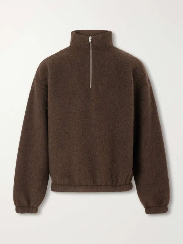 JIL SANDER Wool-blend Brushed Half-zip Sweater
