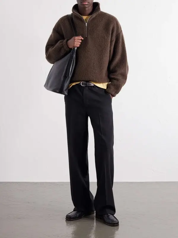 JIL SANDER Wool-blend Brushed Half-zip Sweater