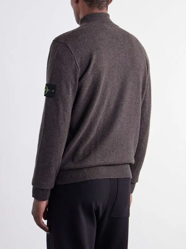 Stone Island Logo-appliquéd Virgin Wool Zip-up Cardigan