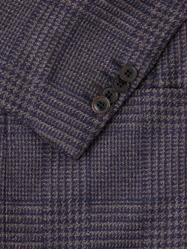 Paul Smith Prince Of Wales Wool And Silk-blend Suit Jacket - Blue