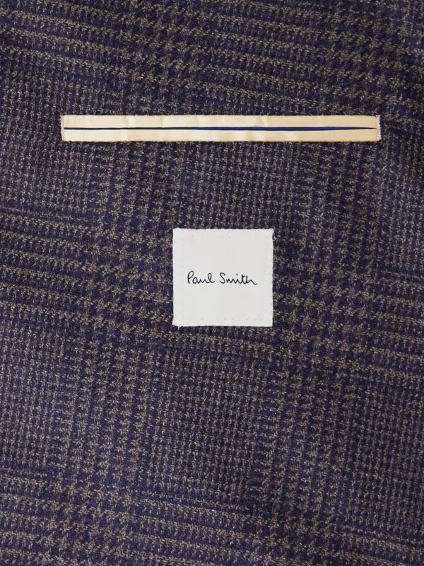 Paul Smith Prince Of Wales Wool And Silk-blend Suit Jacket - Blue