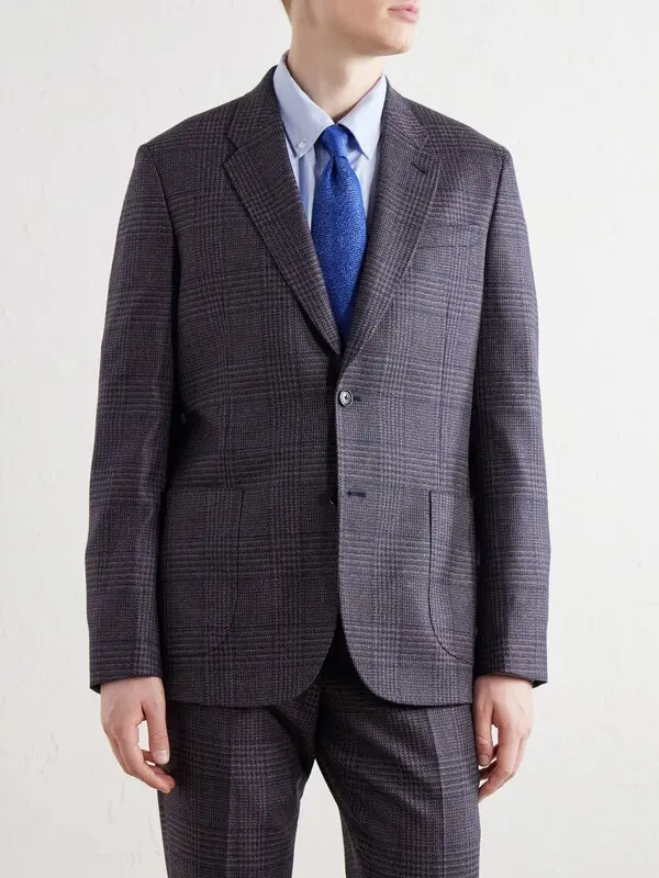 Paul Smith Prince Of Wales Wool And Silk-blend Suit Jacket