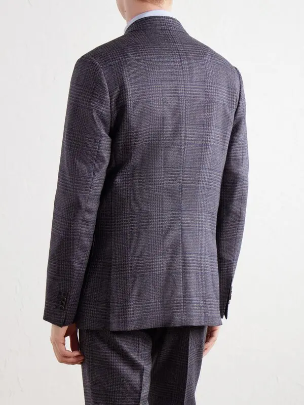 Paul Smith Prince Of Wales Wool And Silk-blend Suit Jacket