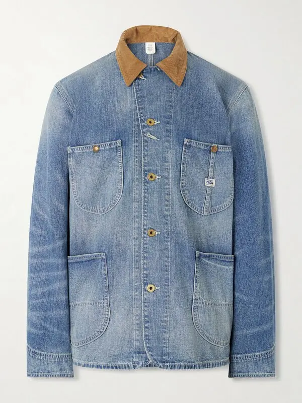Ralph Lauren Stockton Corduroy-trimmed Denim Jacket - Blue