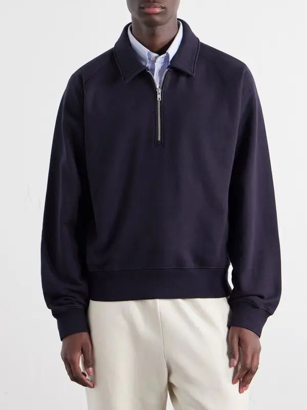 Officine Générale Organic Cotton-blend Half-zip Polo Sweater