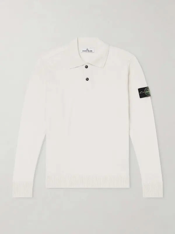 Stone Island Logo-appliquéd Virgin Wool Polo Shirt