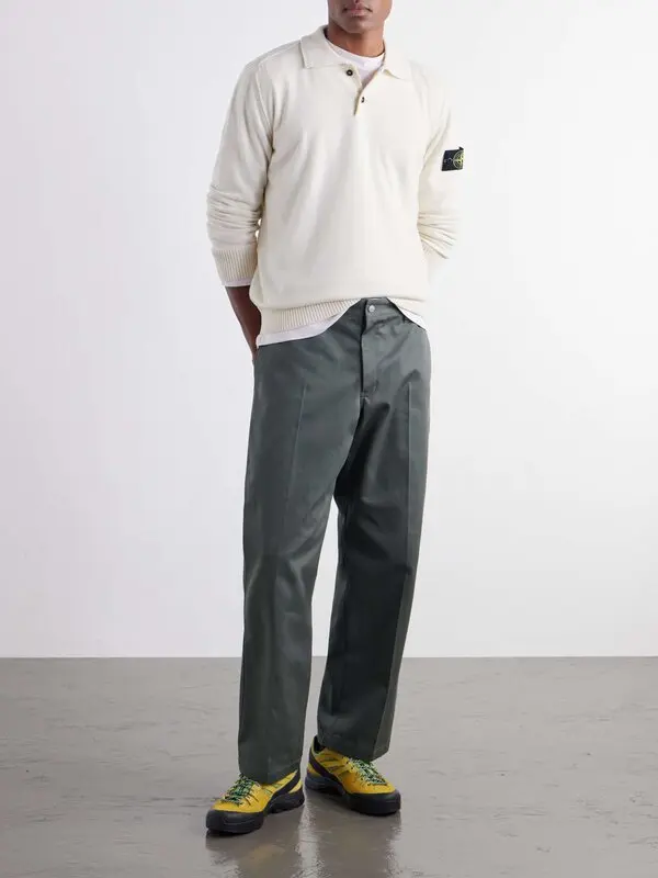 Stone Island Logo-appliquéd Virgin Wool Polo Shirt