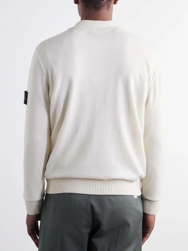 Stone Island Logo-appliquéd Virgin Wool Polo Shirt