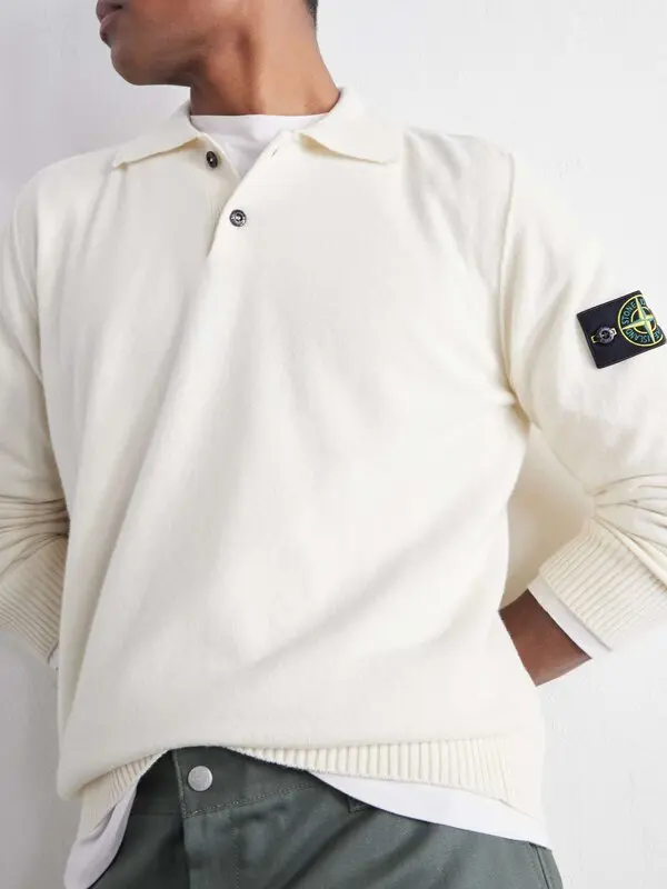 Stone Island Logo-appliquéd Virgin Wool Polo Shirt