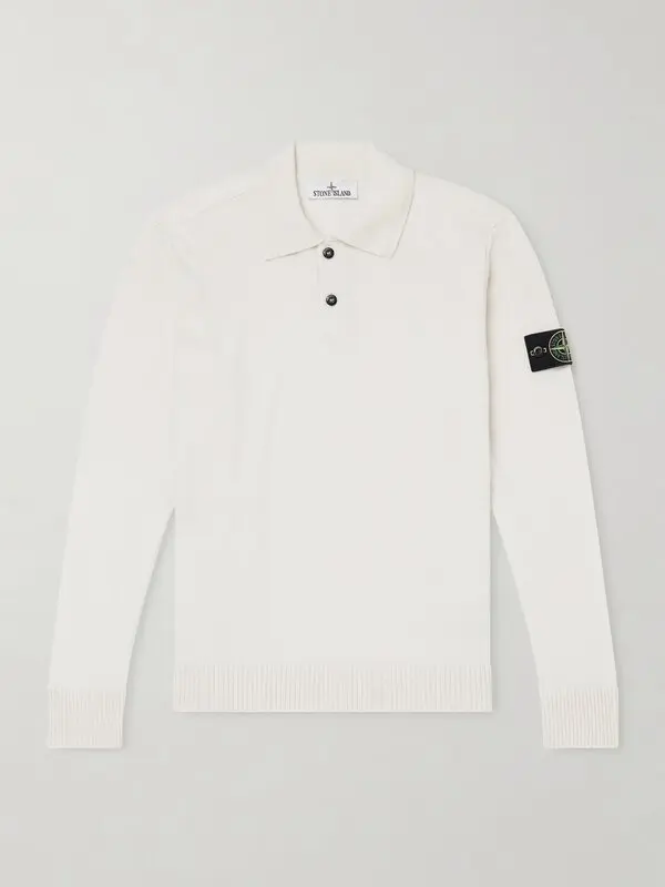 Stone Island Logo-appliquéd Virgin Wool Polo Shirt