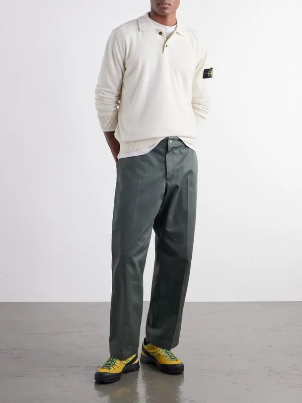 Stone Island Logo-appliquéd Virgin Wool Polo Shirt