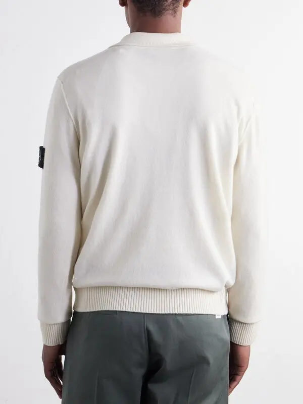 Stone Island Logo-appliquéd Virgin Wool Polo Shirt