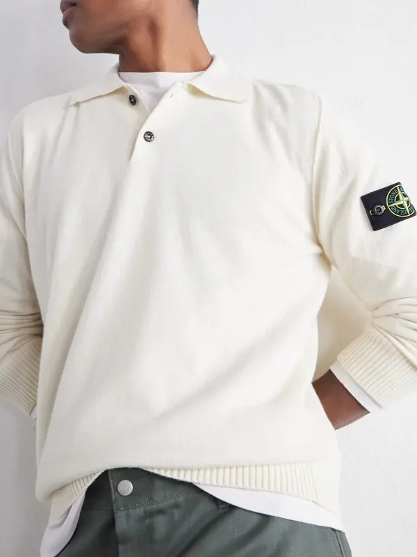 Stone Island Logo-appliquéd Virgin Wool Polo Shirt