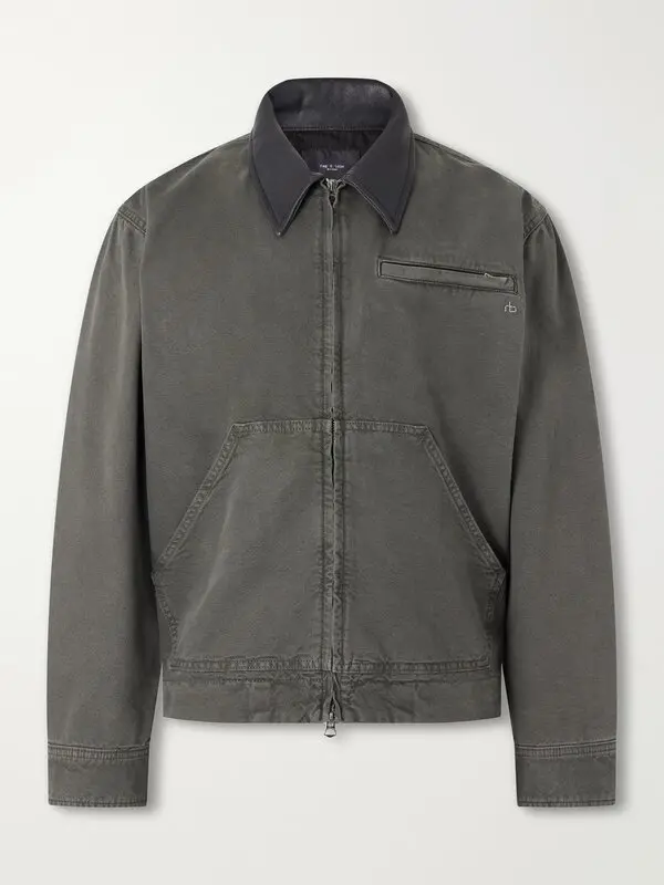 Rag & Bone Leather-trimmed Cotton-canvas Jacket - Green