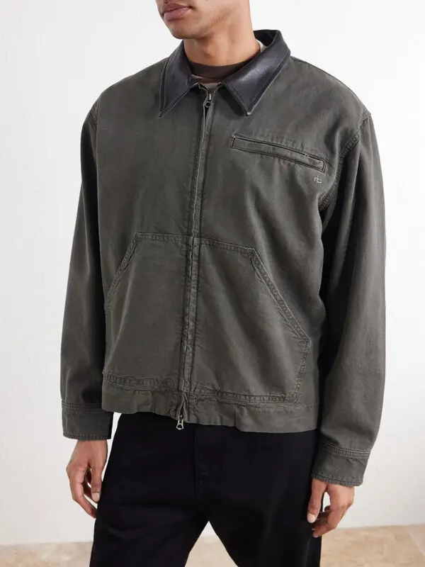 Rag & Bone Leather-trimmed Cotton-canvas Jacket - Green