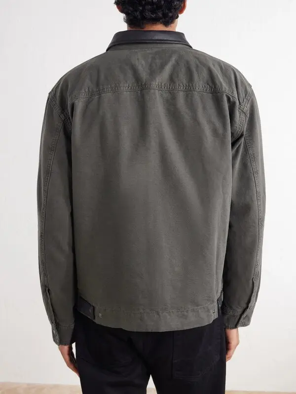 Rag & Bone Leather-trimmed Cotton-canvas Jacket - Green