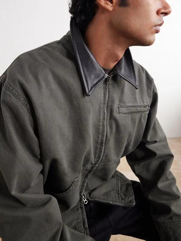 Rag & Bone Leather-trimmed Cotton-canvas Jacket - Green