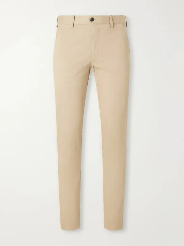 SLOWEAR Straight-leg Cotton-blend Twill Trousers - Neutrals