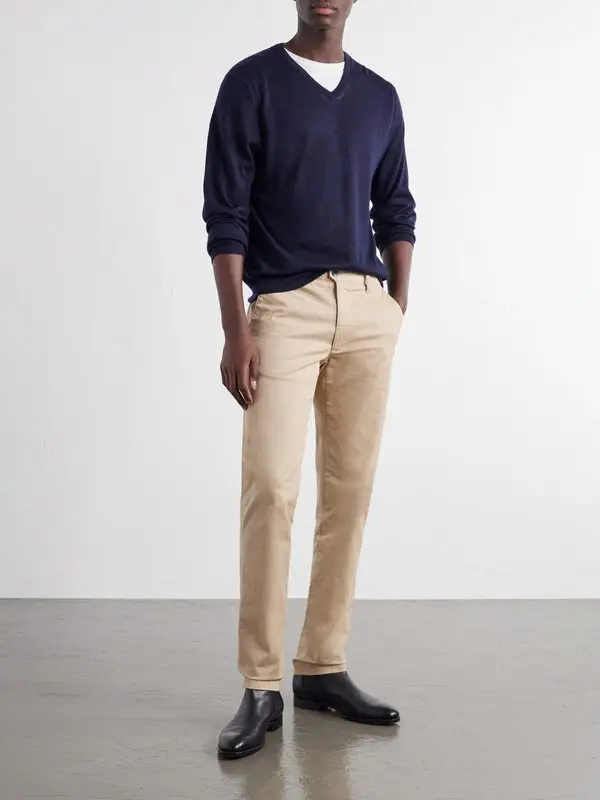 SLOWEAR Straight-leg Cotton-blend Twill Trousers - Neutrals